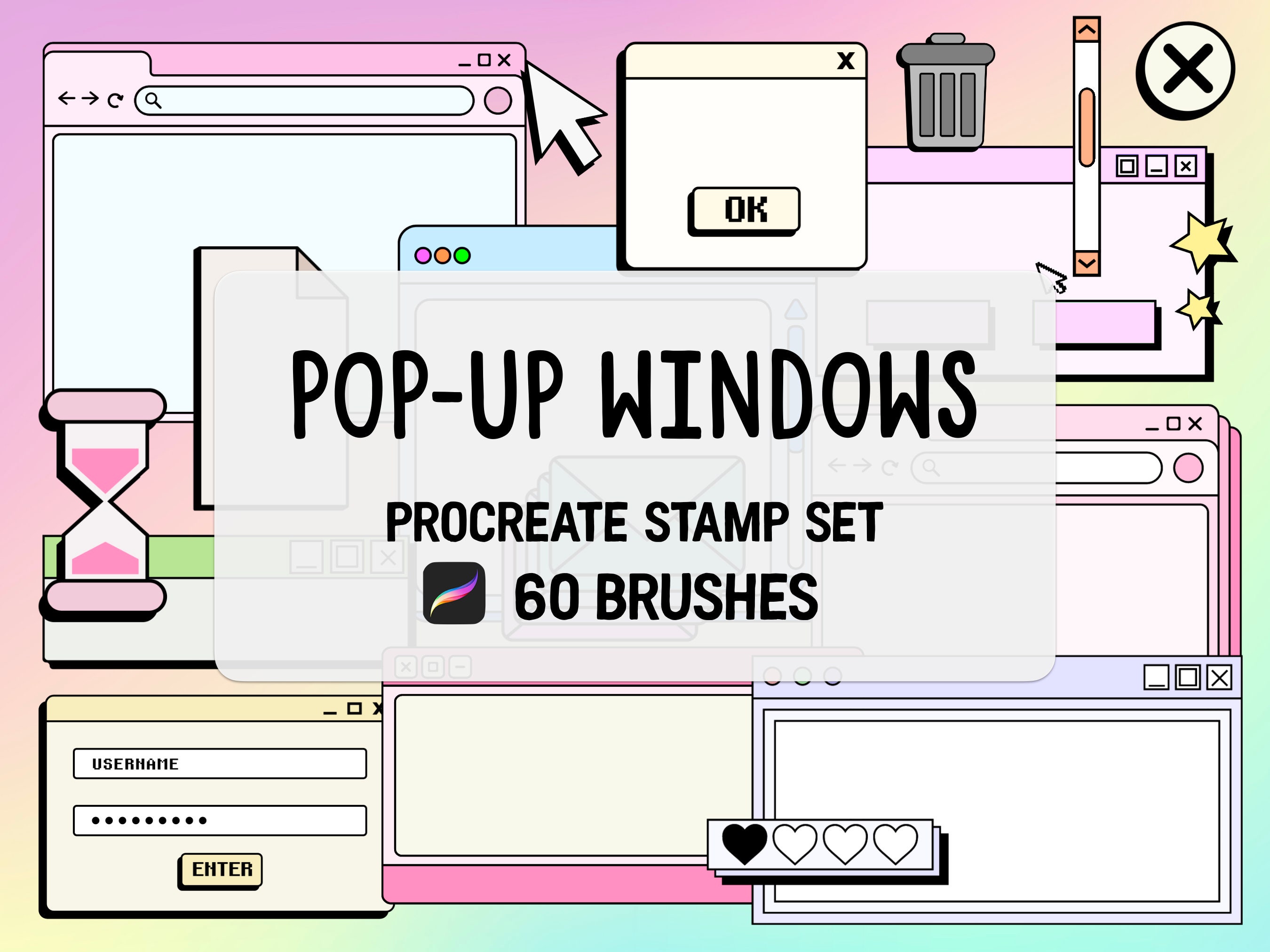 Windows Pop-up UI Procreate Stamp Widget Brush Set - Etsy Canada