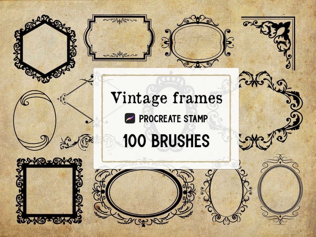 100 Vintage Frames Procreate Stamp Brush Set - Etsy