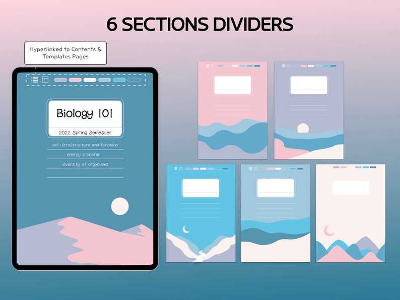 Boho Digital Notebook, 6 Hyperlinked, 12 Templates for Goodnotes ...