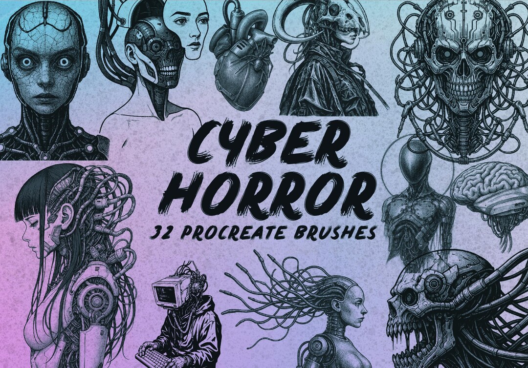 Cyber Horror Digital Scary Technology Procreate Brush Set - Etsy UK