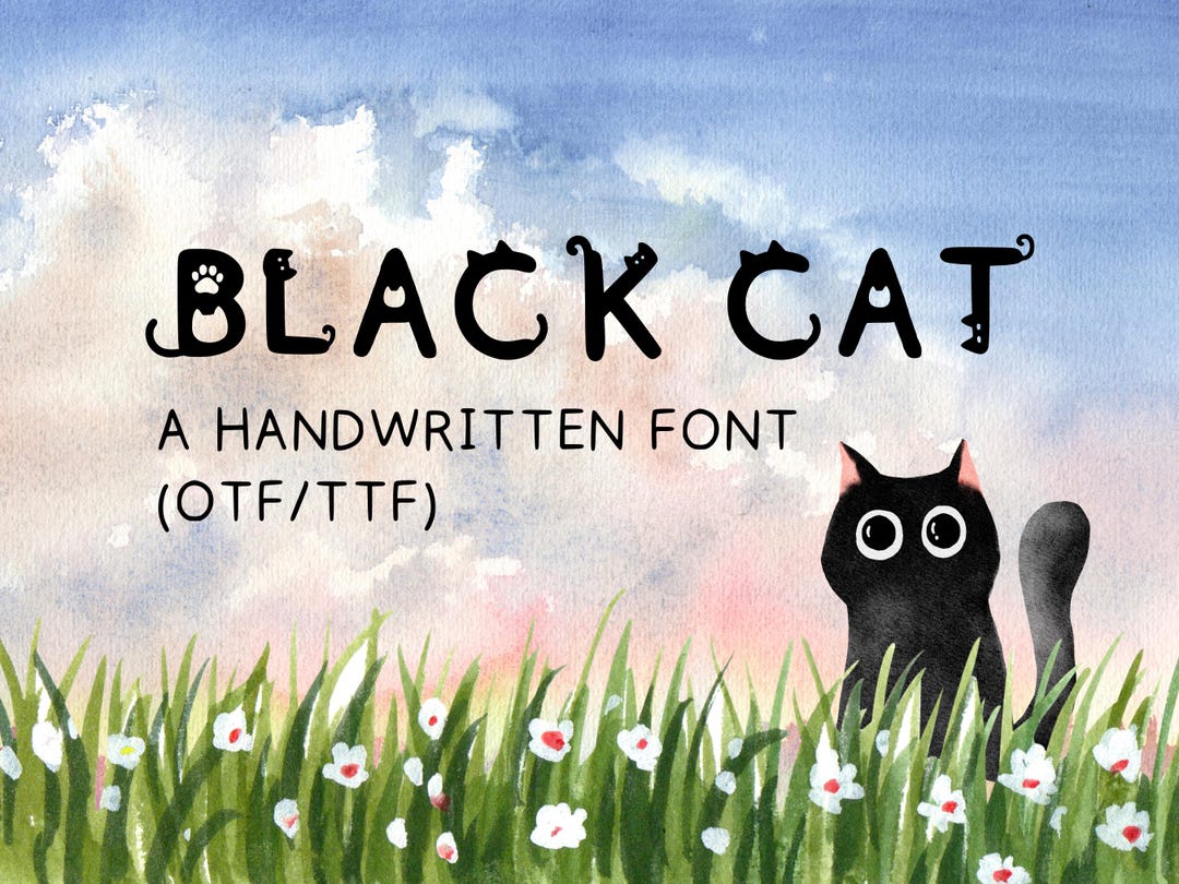 Handwritten Cat Kitten Font Handwriting Casual Cute Calligraphy - Etsy