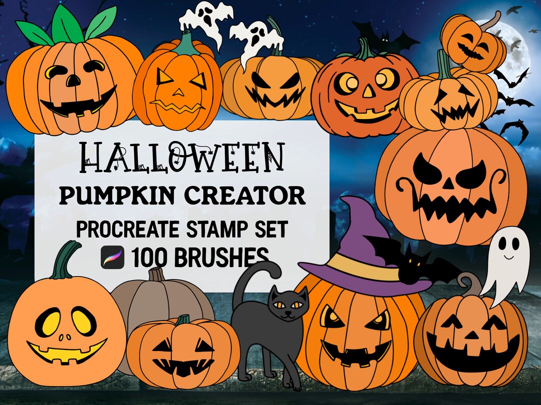 Halloween Pumpkin Creator Jaco O Lantern Procreate Stamp Brush Set - Etsy