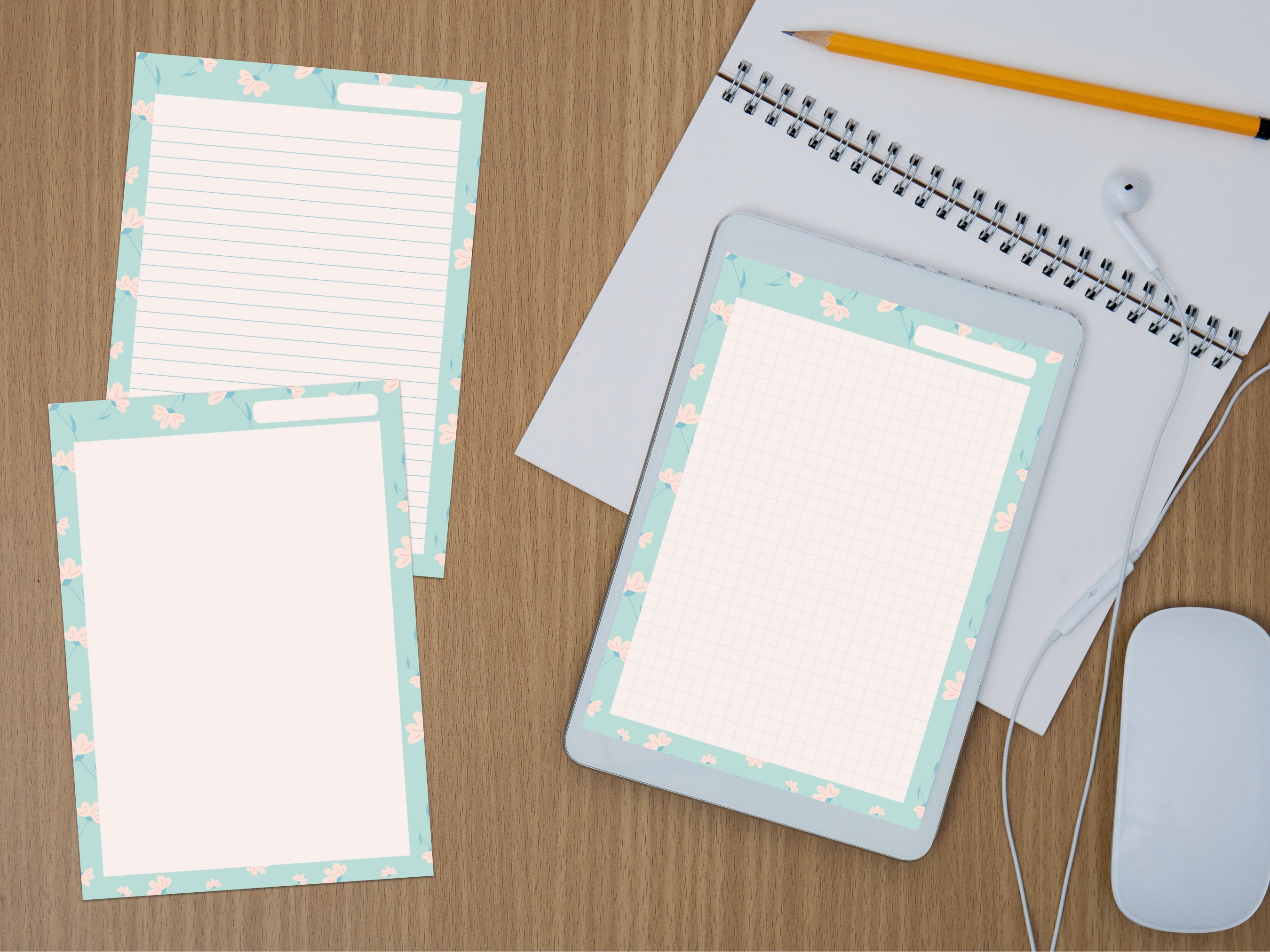 Aesthetic Flower Digital Notes Template Printable A4 US - Etsy