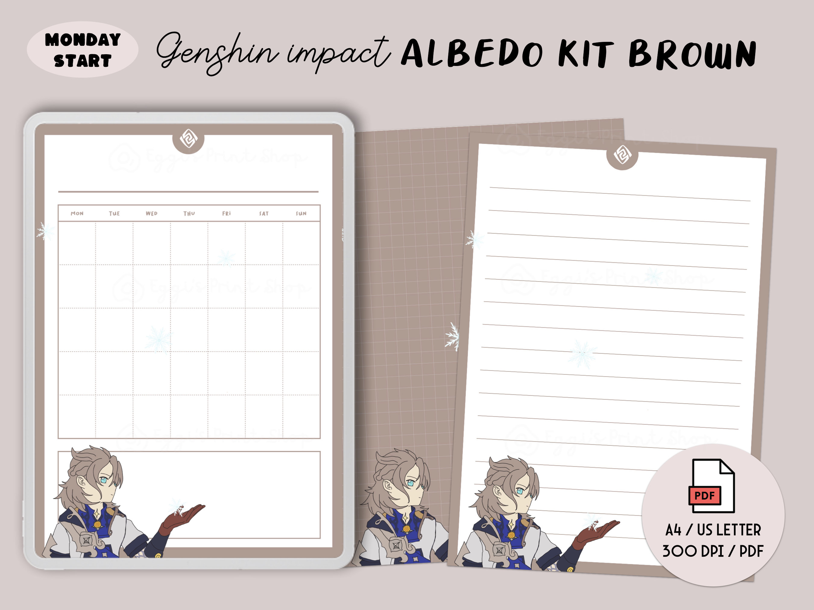 Genshin Impact Albedo Kit Lined Notes Grid Note Undated - Etsy