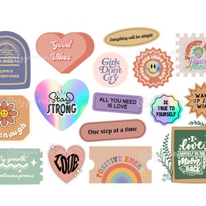 Vintage Retro Positive Affirmation Digital Stickers Set - Goodnotes ...