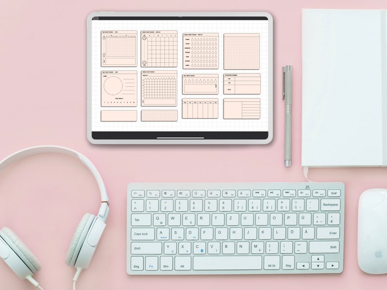 Health Tracker & Checklist Widget Digital Stickers Set - Pastel Pink - Etsy