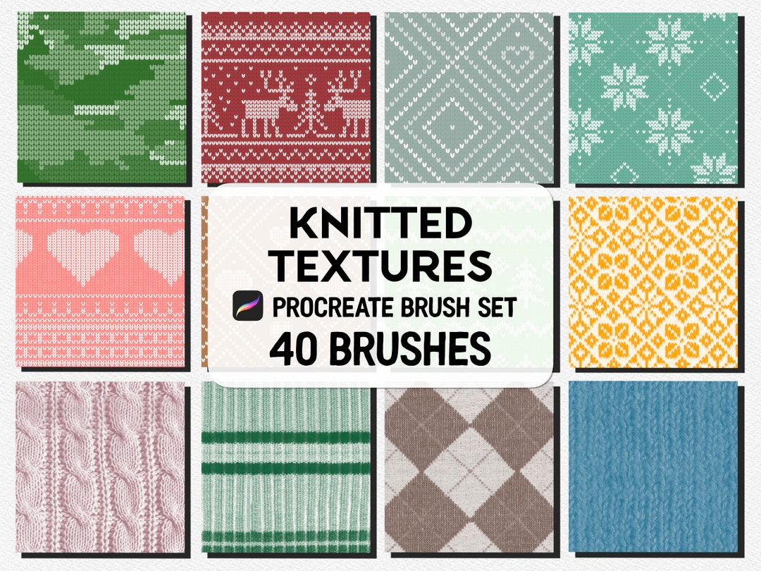 Seamless Knitted Texture & Sweater Pattern Procreate Brush Set ...