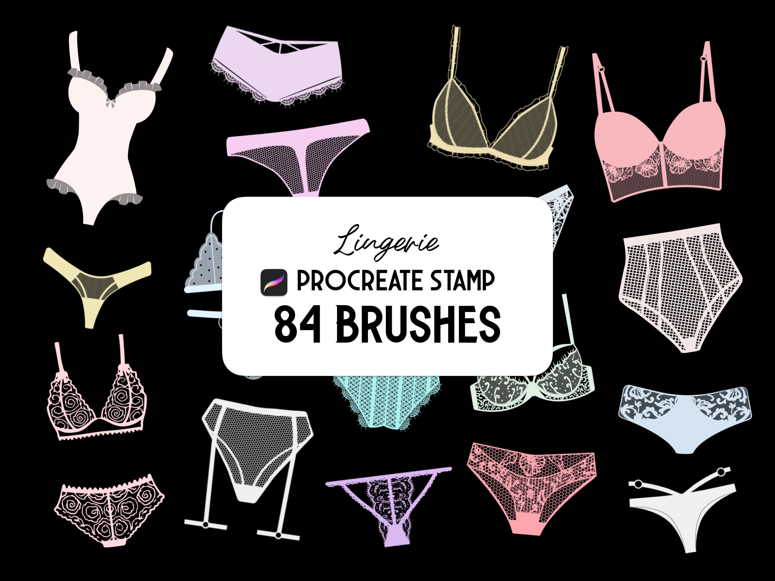 Lingerie Procreate Stamp Brush Set Underwear Bra Underpants - Etsy