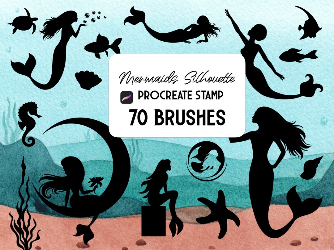 Mermaid Silhouette Procreate Stamp Brush Set - Etsy