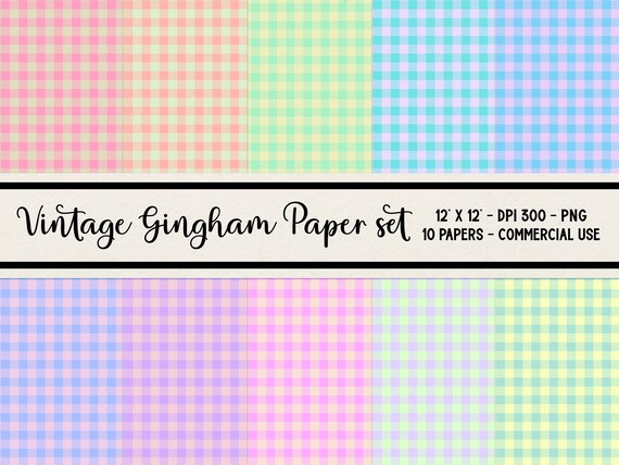 Vintage Pastel Gingham Digital Paper Set Commercial Use - Etsy
