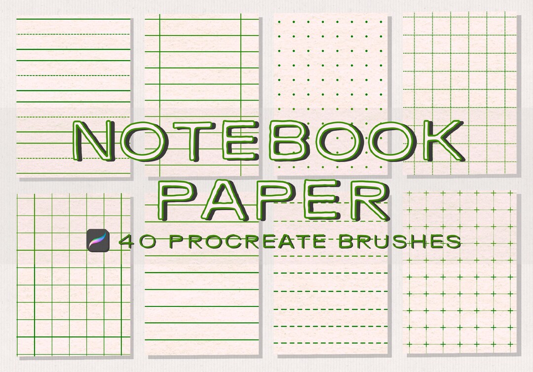 Essential Notebook Paper Pattern Procreate Brush Set - Planner, Journal ...