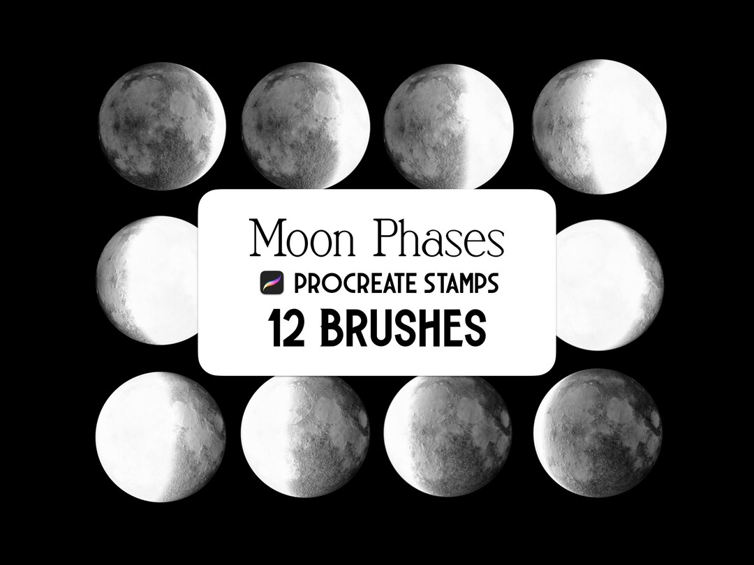 Moon Phases Procreate Stamp Brush Set - Etsy