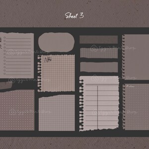 Vintage Torn Paper Digital Stickers Set - Sticky Notes, Washi Tapes ...