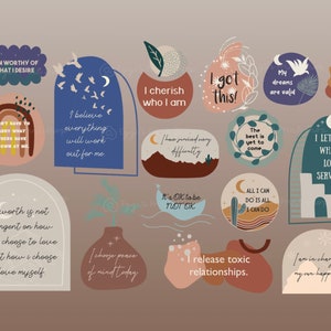Boho Positive Affirmation Digital Stickers Set - Goodnotes, PNG - Etsy