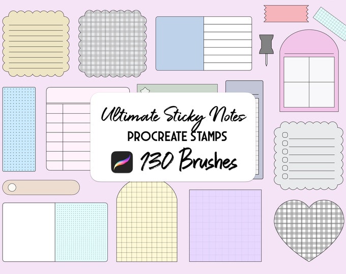 Sticky Notes & Digital Stickers Procreate Stamp Brush Set - Etsy