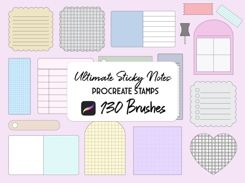 Sticky Notes & Digital Stickers Procreate Stamp Brush Set - Etsy