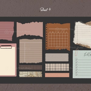 Vintage Torn Paper Digital Stickers Set - Sticky Notes, Washi Tapes ...