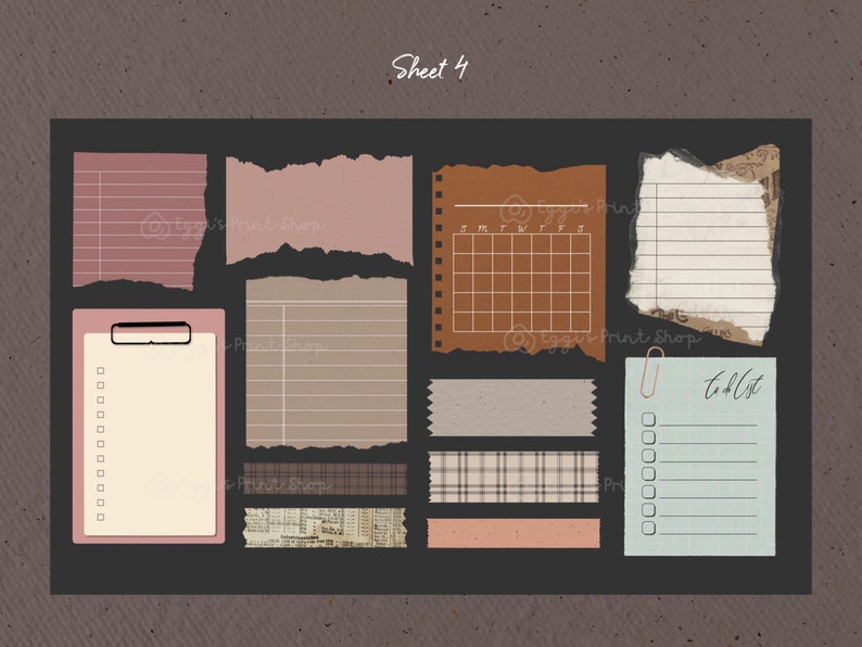 Vintage Torn Paper Digital Stickers Set Sticky Notes Washi - Etsy