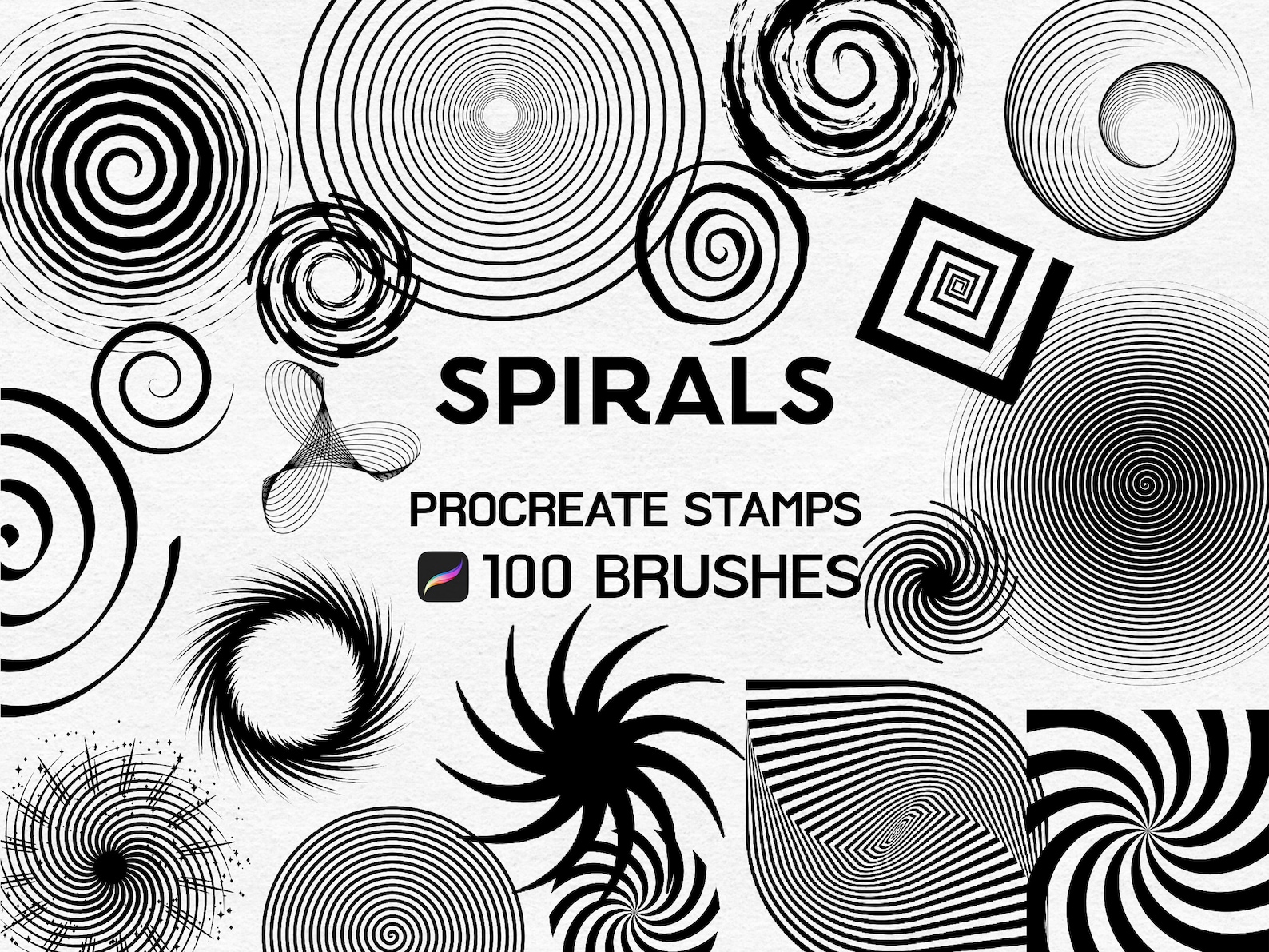 100 Spiral & Swirls Procreate Stamp Brush Set - Etsy