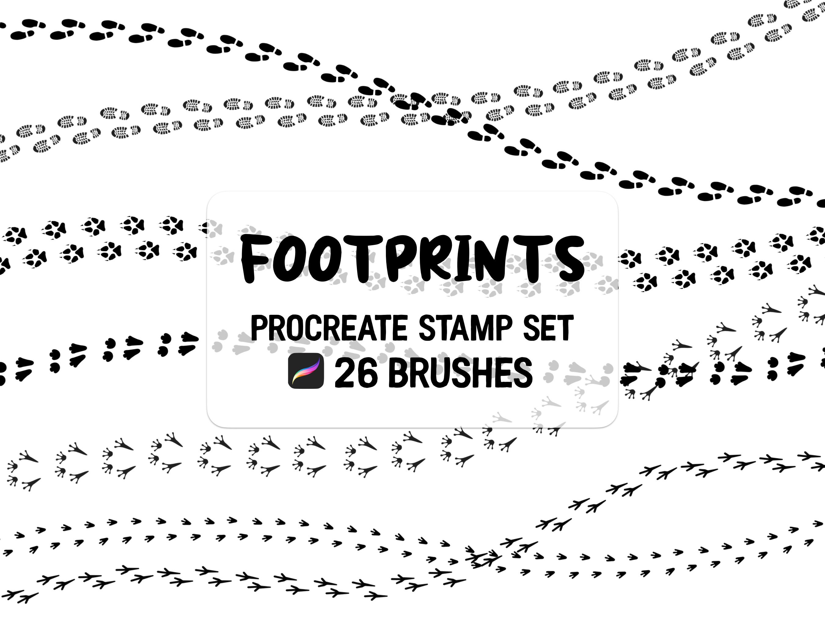 Footprint Procreate Brush Set - Animal, Humans - Etsy