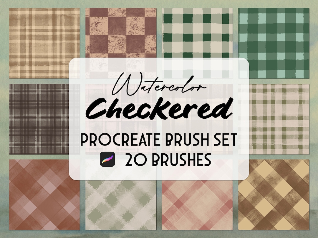 Watercolor Check Plaid Pattern Procreate Brush Set - Etsy