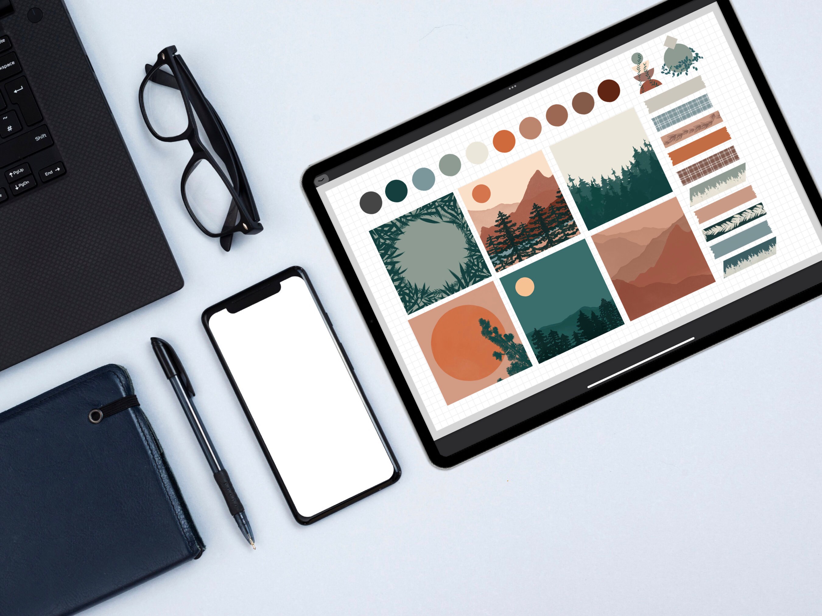 Boho Digital Stickers Set Sticky Notes Washi Tapes - Etsy