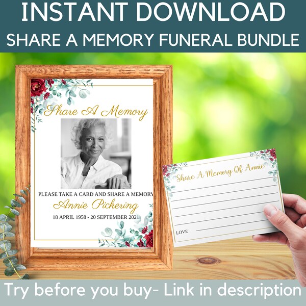 Red Roses Funeral Card - Etsy