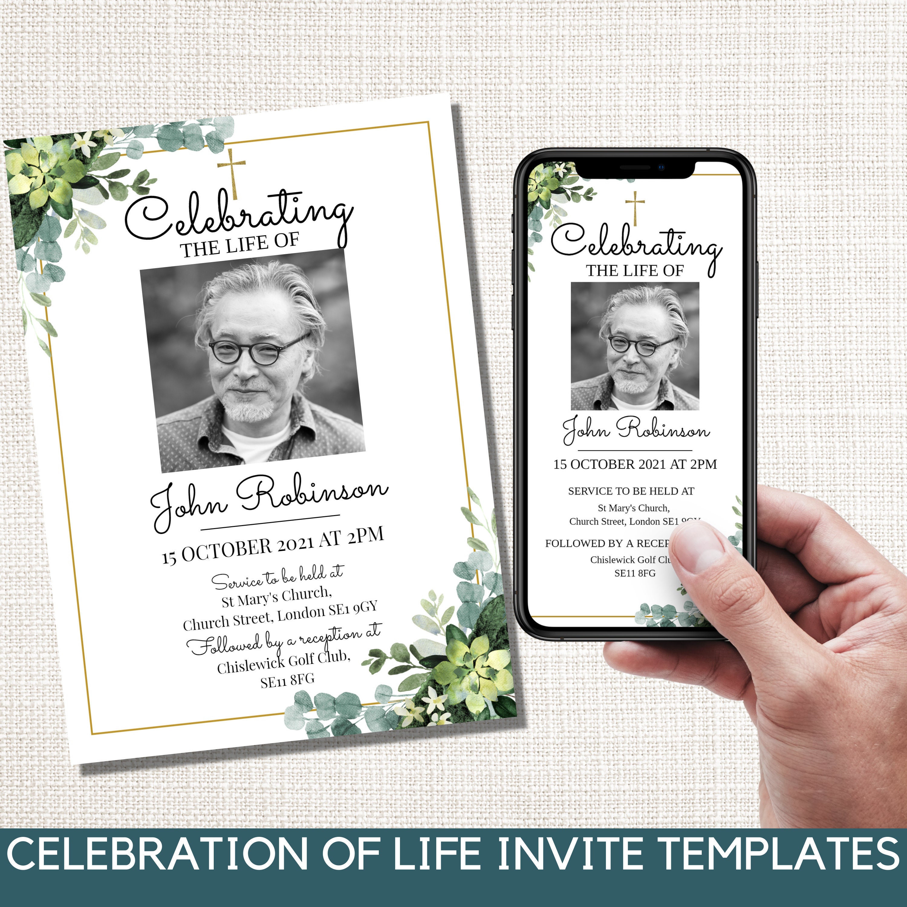 Celebration of Life Digital Funeral Invite and Printable Funeral ...