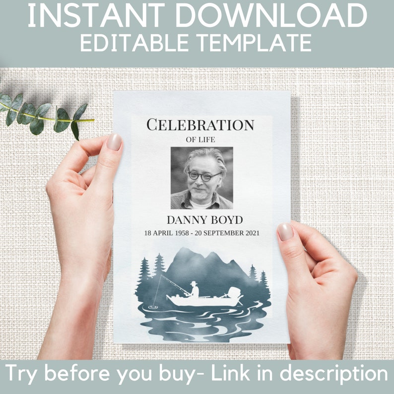 Editable Funeral Program Template for Men. Celebration of Life | Etsy