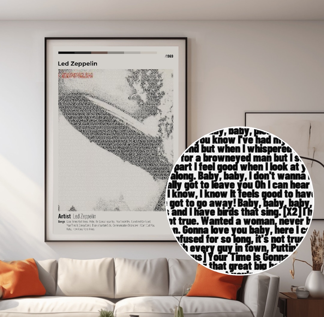 Led Zeppelin - Led Zeppelin Album Lyrics Poster - Unique Gift, for ...