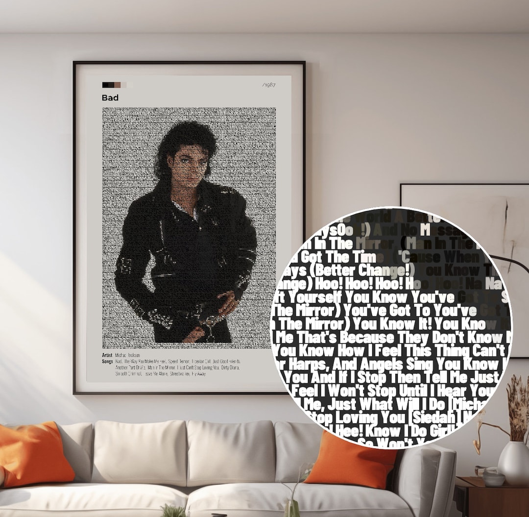 Bad - Michael Jackson Album Lyrics Poster - Vintage Birthday Gift, for ...