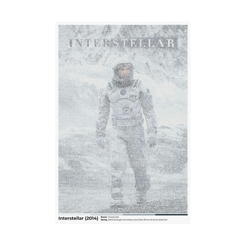 Movie Script Poster of Interstellar - Unique Art Gift, for Movie Fans ...