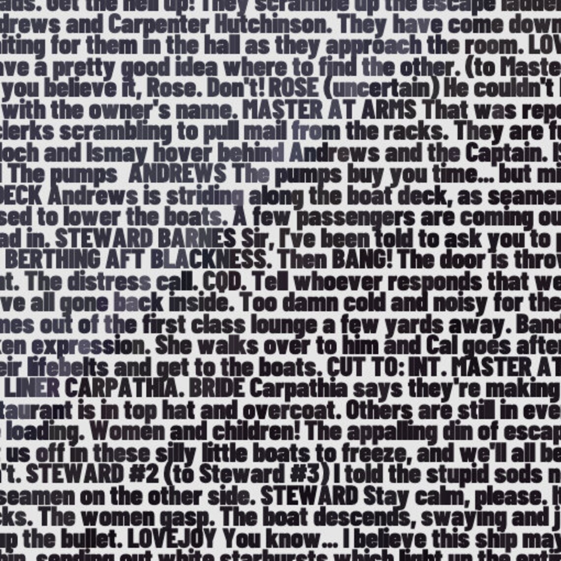 Titanic Movie Script Poster Unique Art Gift, for Film Lovers - Etsy