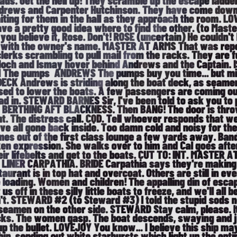 Titanic Movie Script Poster Unique Art Gift, for Film Lovers - Etsy