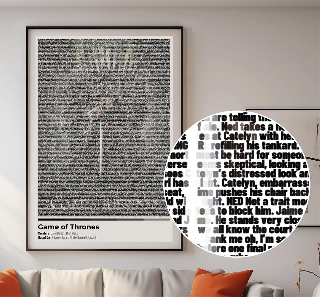 Game of Thrones Script Poster - Unique Art Gift, for TV Lovers - Etsy