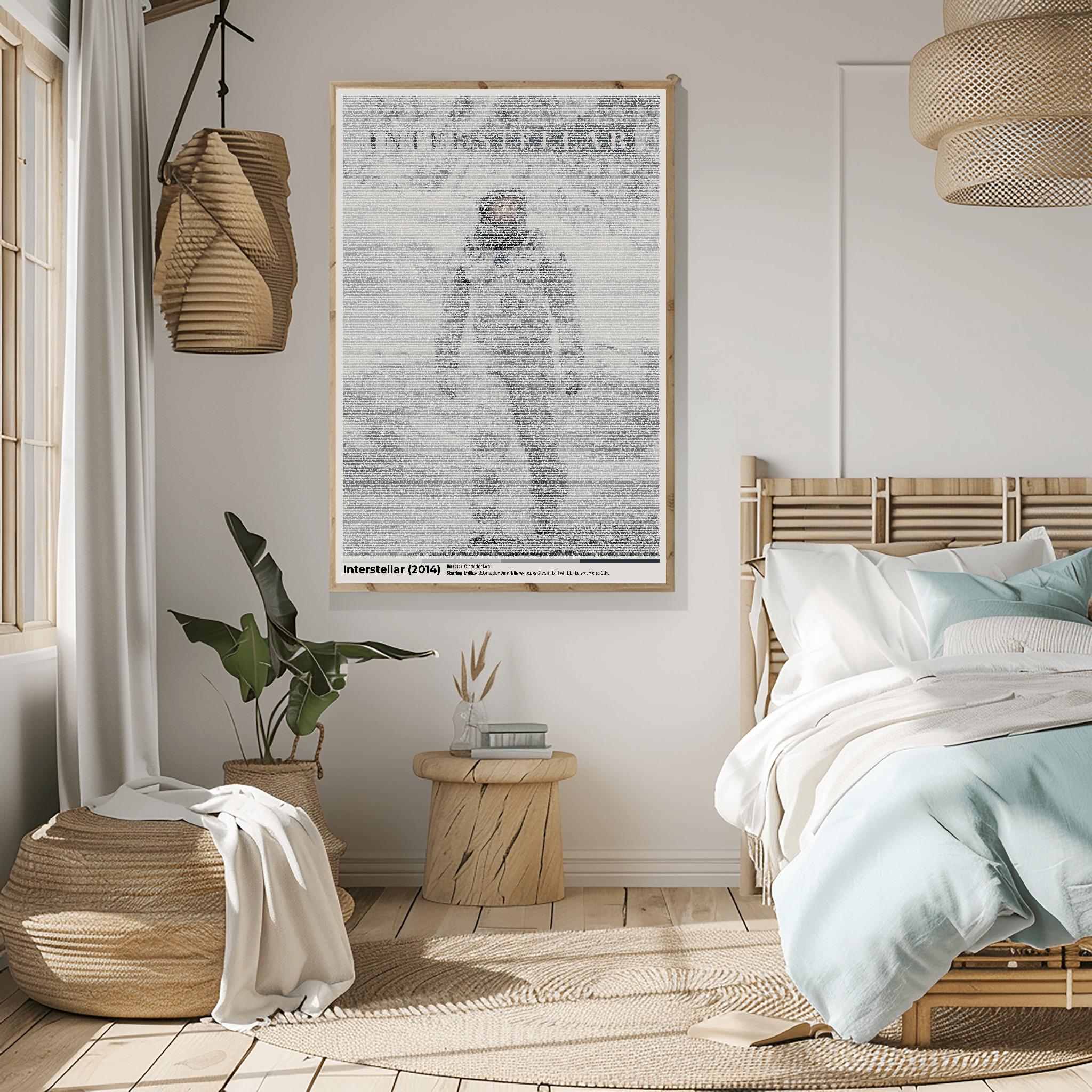 Movie Script Poster of Interstellar - Unique Art Gift, for Movie Fans ...
