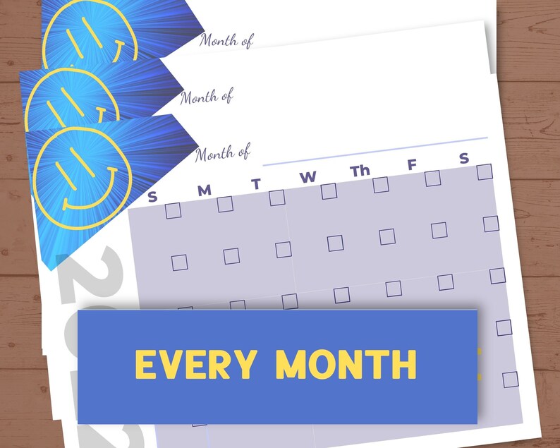 2022 Smiley Face Monthly Calendar: Letter Sized (8.5X11) - Etsy