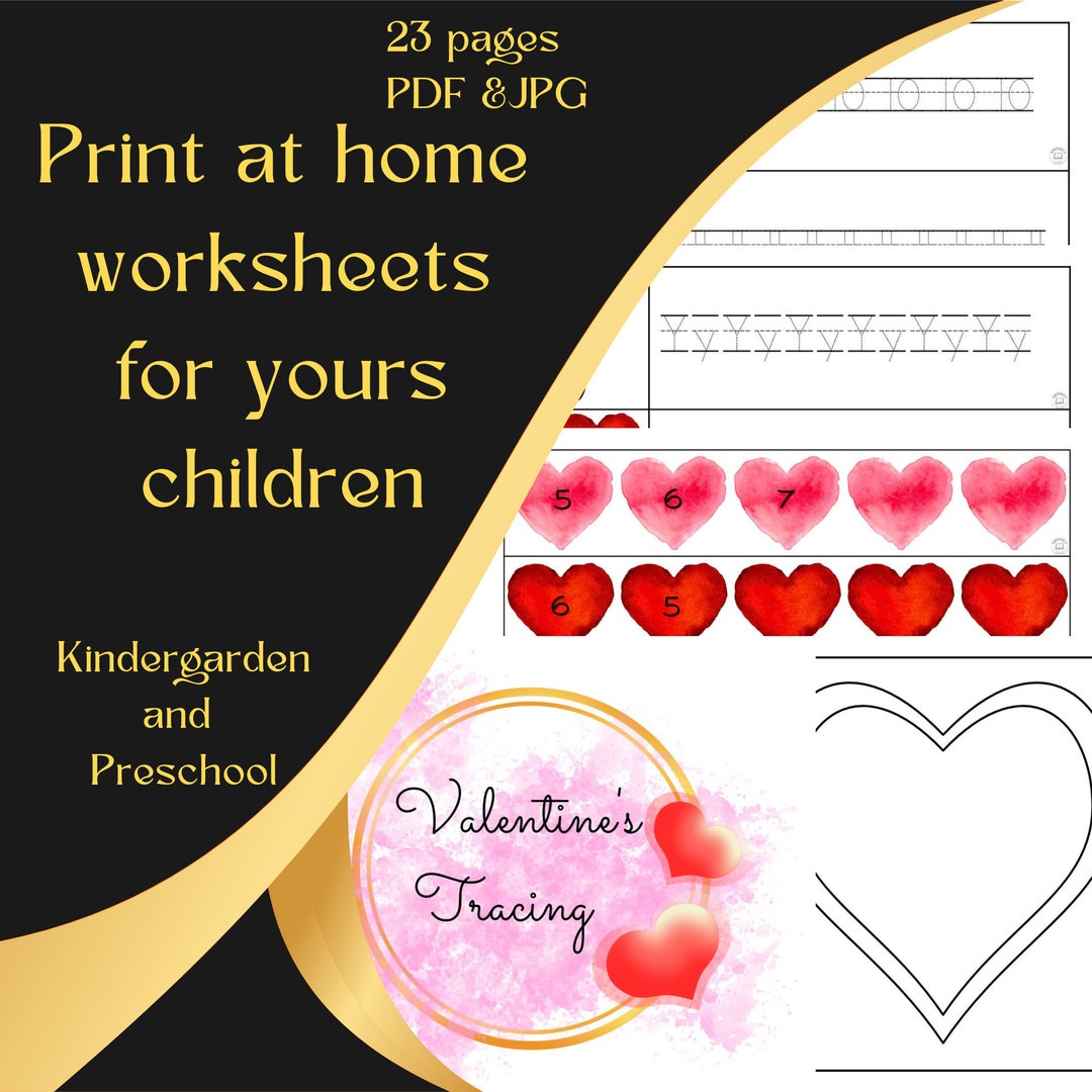 Printable Valentines Tracing Activity for Children-pencil Control ...