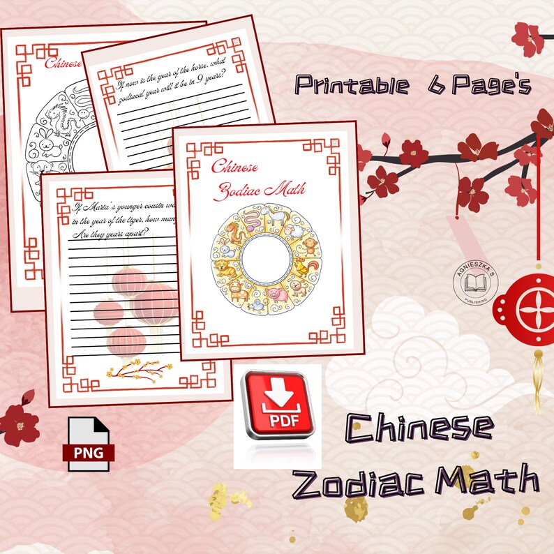 Printable Chinse Zodiac Math. Digital Download Workseets for Kids to ...