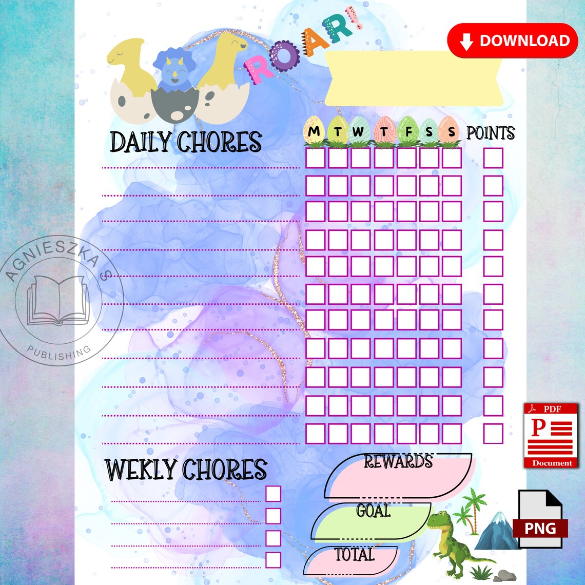 Printable Instant Download Dinosaur Chore Reward Chart /kids - Etsy