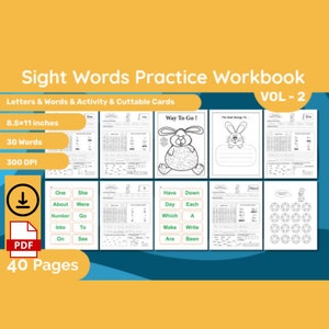 Easter Bunny Dolch Sight Words Practice Worksheet for Kids Activity and ...