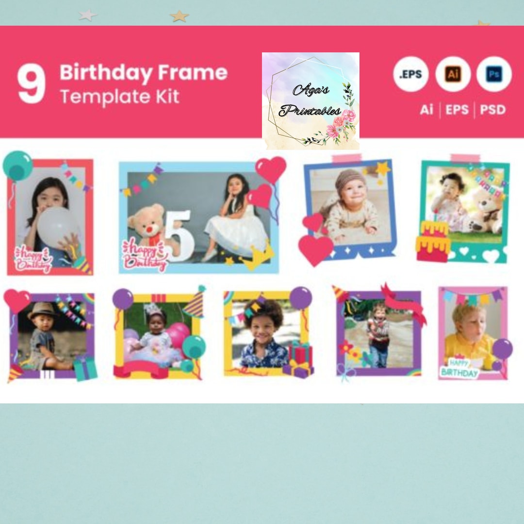 Printable Birthday Frames / Instant Download Editable Vector Frames for ...