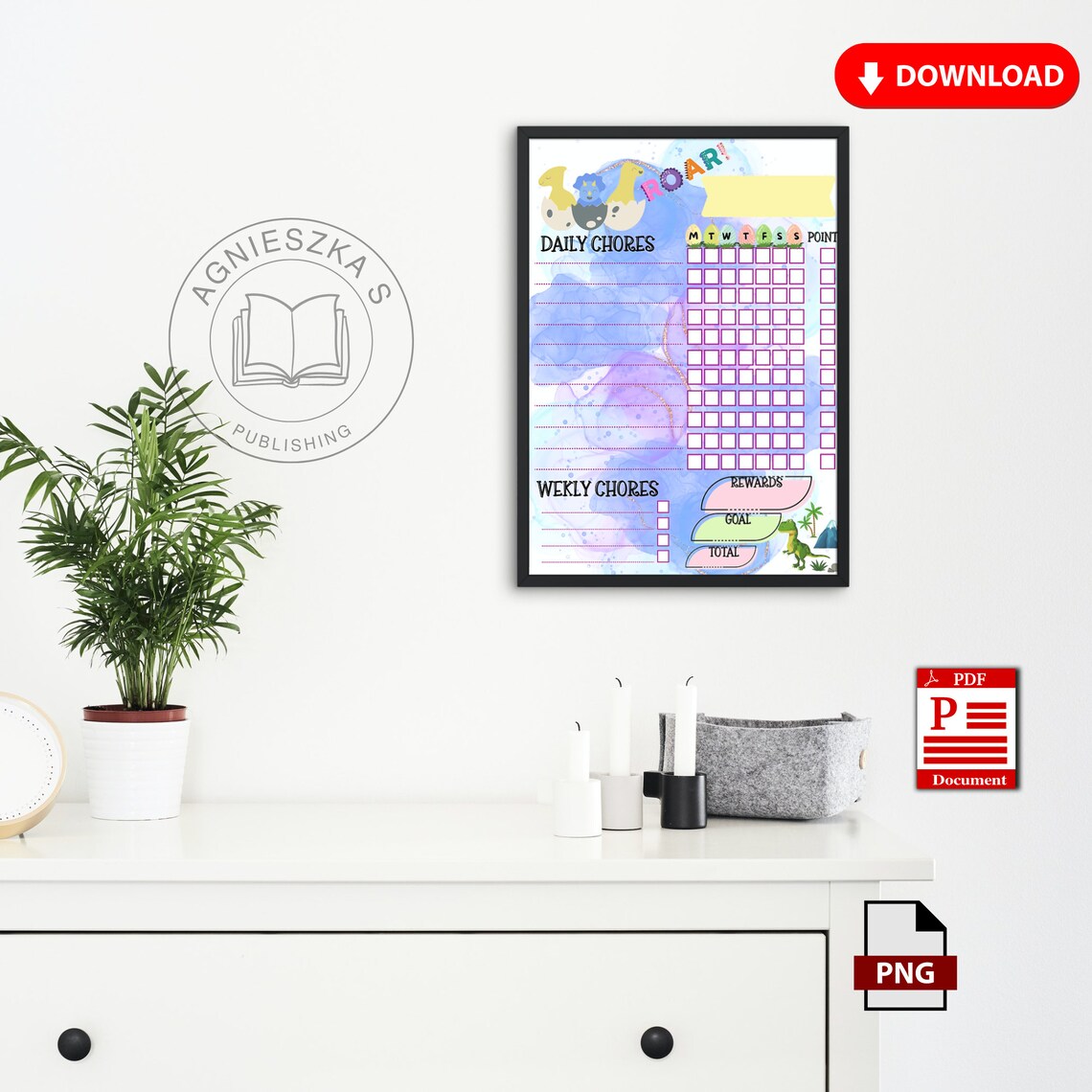 Printable Instant Download Dinosaur Chore Reward Chart /kids Good ...