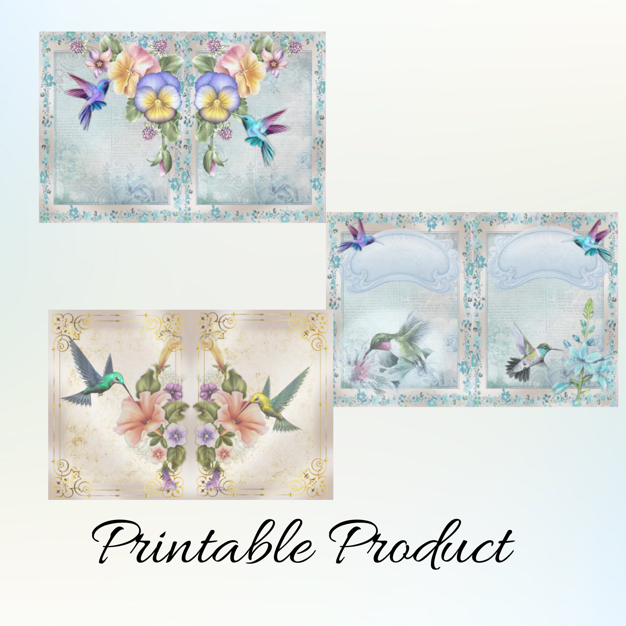 Printable Backgrounds Hummingbirds Paper for Junk Journal. - Etsy