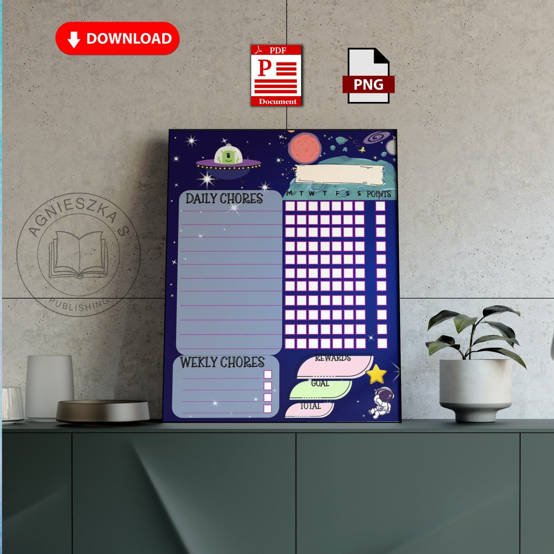 Printable Instant Download SPACE Chore Reward Chart /kids Good - Etsy