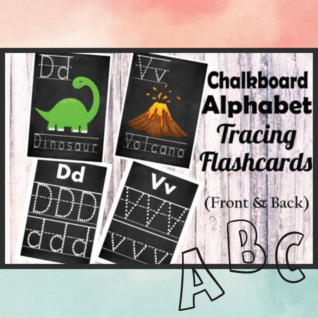 Chalkboard Alphabet Tracing Flashcards Printable - Etsy