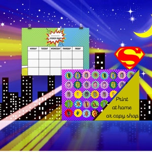 Superhero Comic Theme Printable Sticker Chart - Etsy