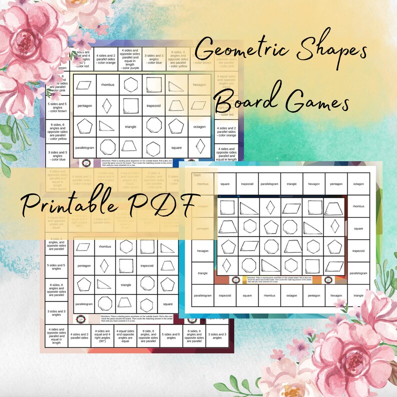 Geometric Shape's Board Game. Printable - Etsy