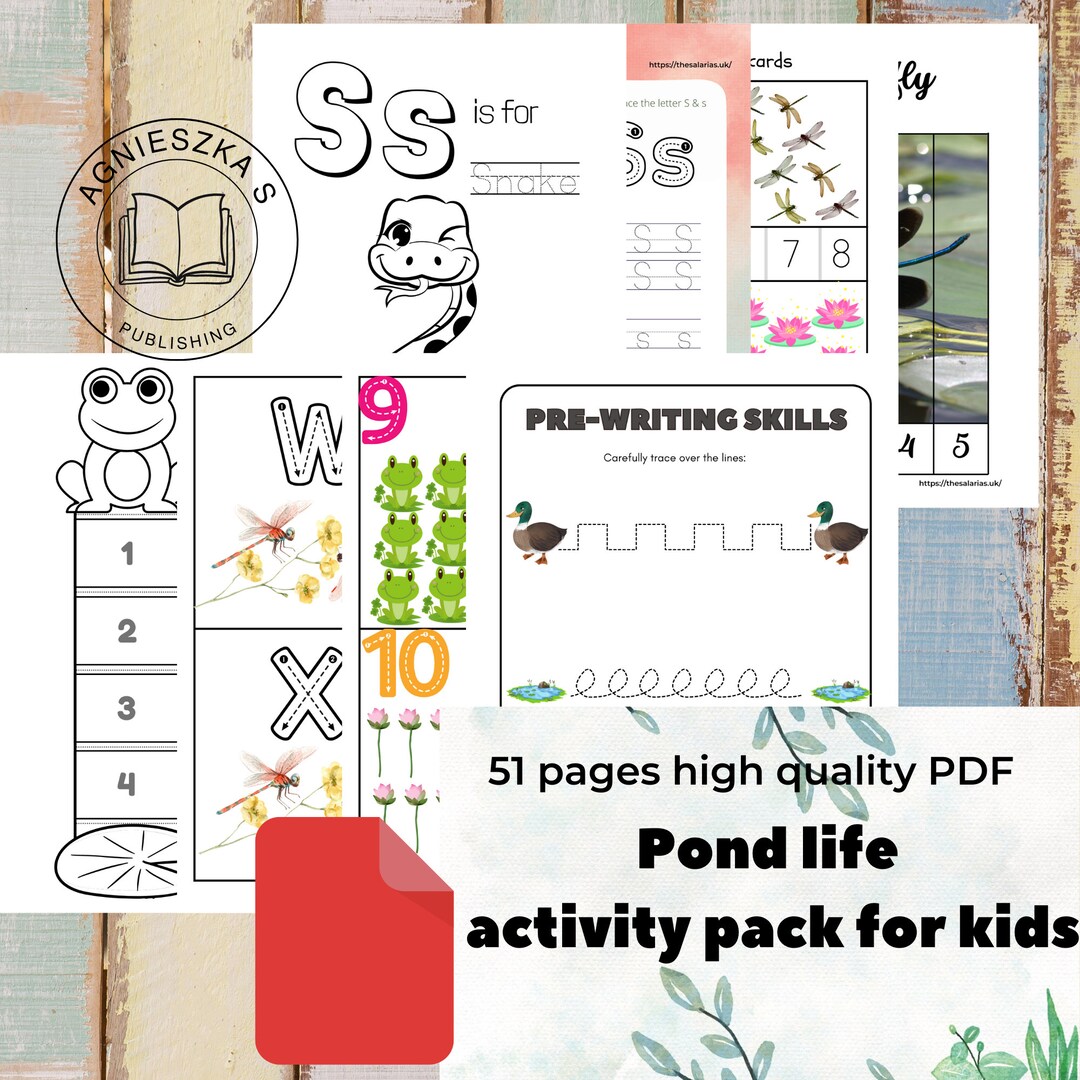 Digital KDP Low Content Booklet. Printable Pond Life Activity Pack for ...