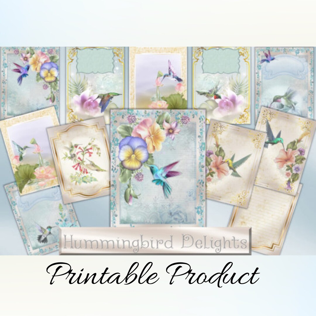 Printable Backgrounds Hummingbirds Paper for Junk Journal. - Etsy